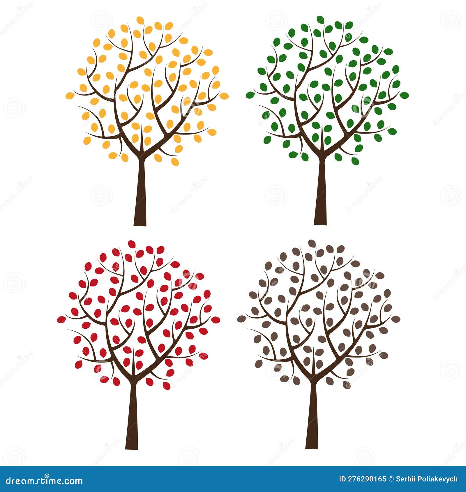 Trees Four Seasons. Winter Spring Summer Fall. Vector Illustration ...