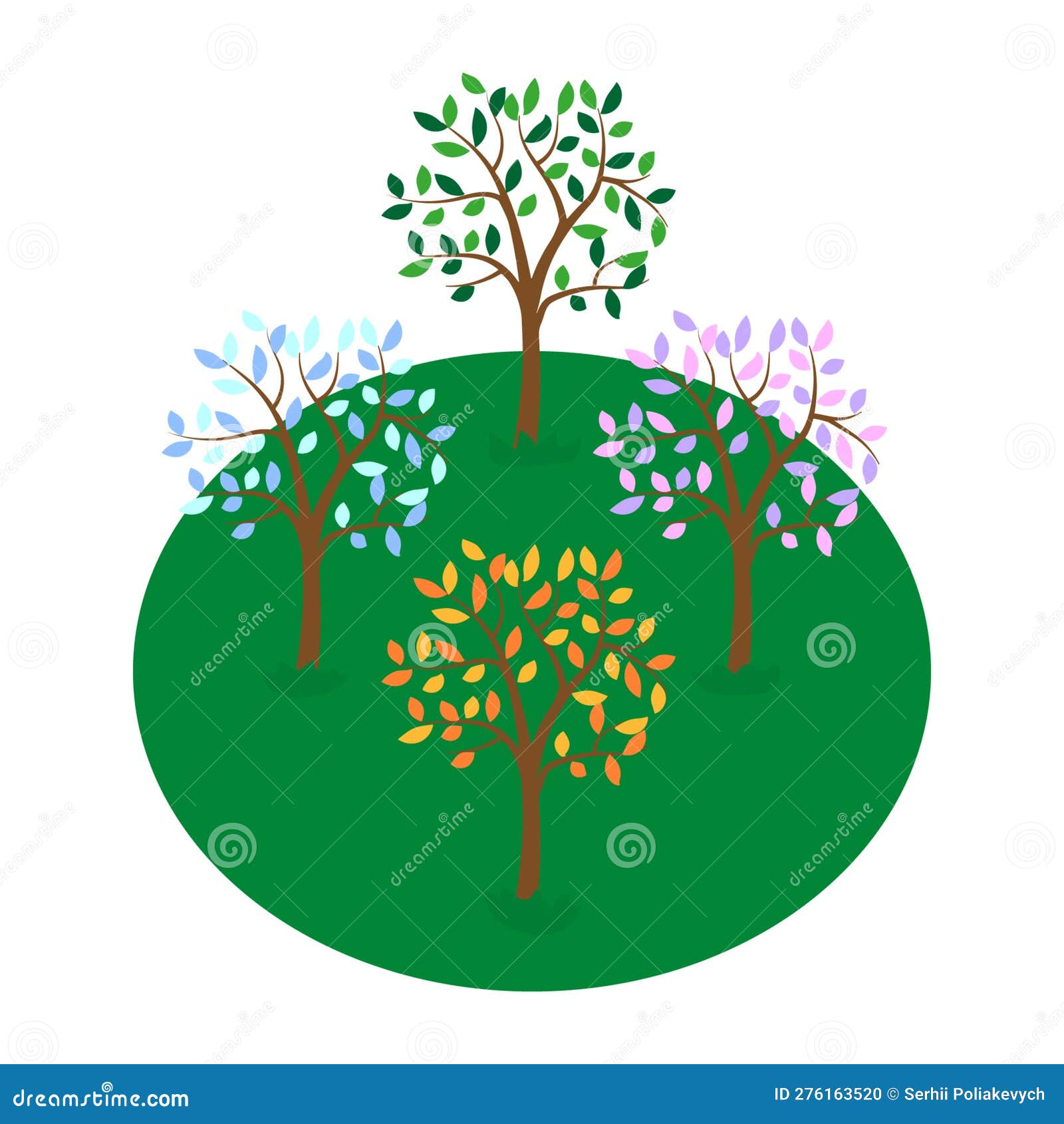 Trees Four Seasons. Winter Spring Summer Fall. Vector Illustration ...