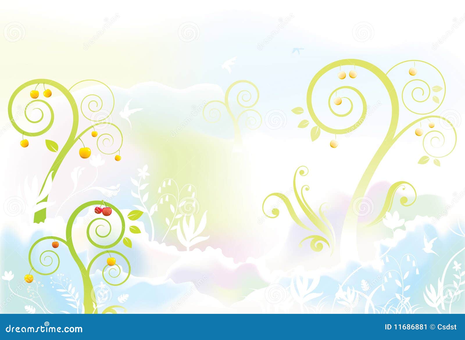 Trees and fruits stock vector. Illustration of backdrop - 11686881