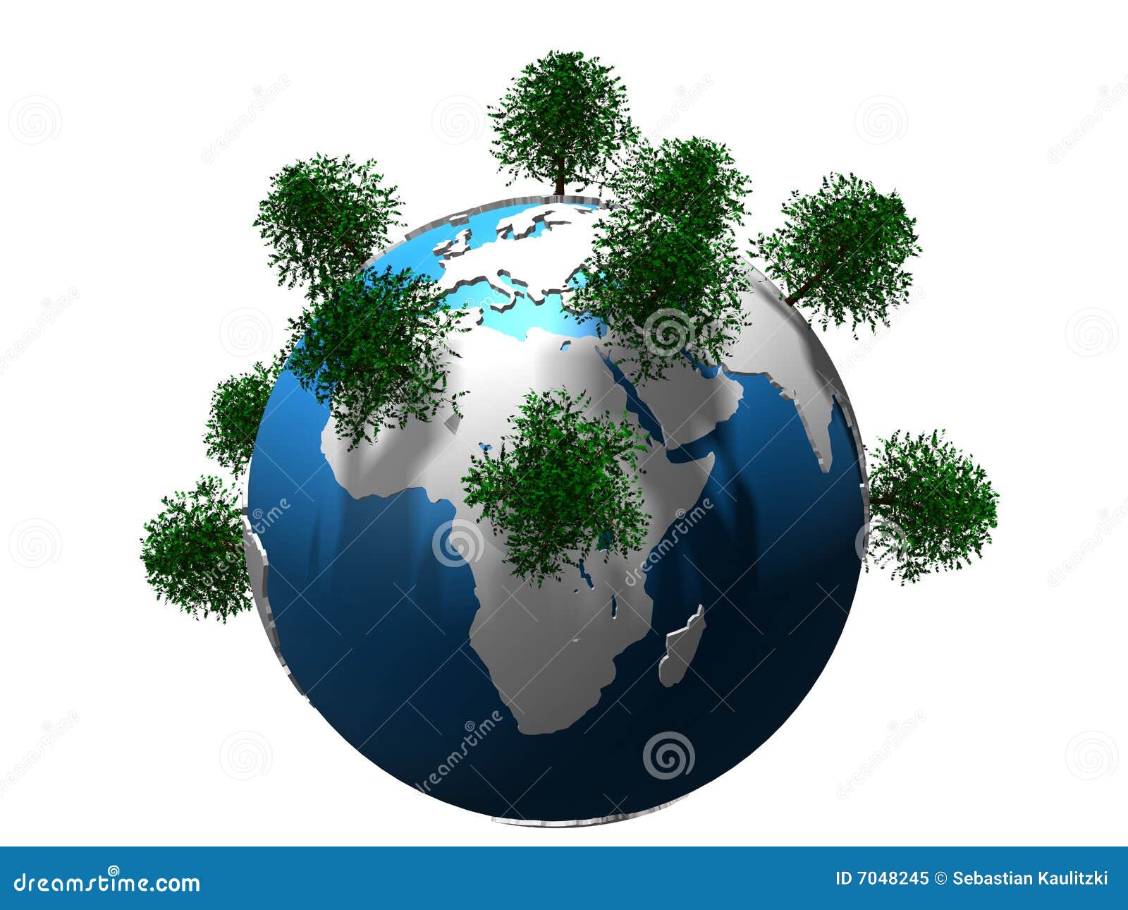 Trees on globe stock illustration. Illustration of leaves - 7048245