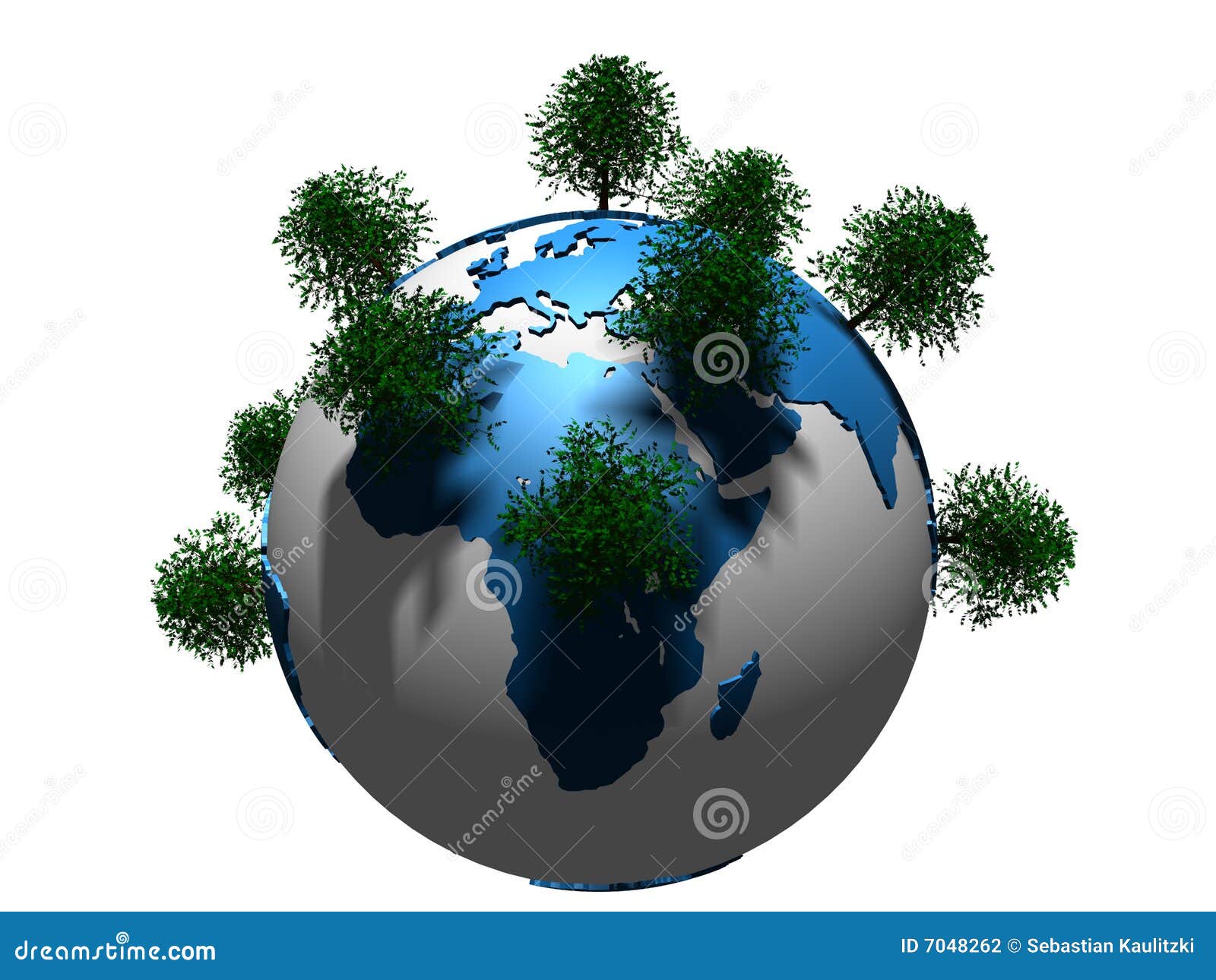 Trees on globe stock illustration. Illustration of earth - 7048262