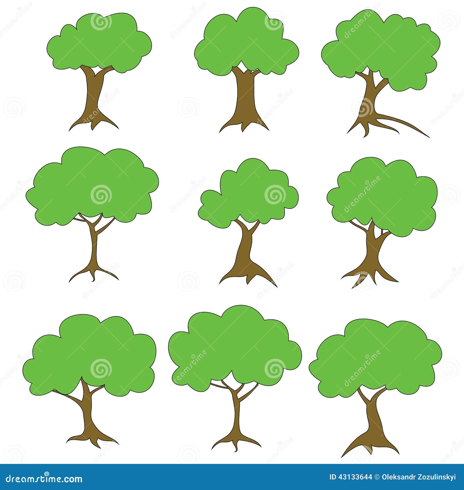 Trees with Green Foliage. Raster Stock Illustration - Illustration of ...