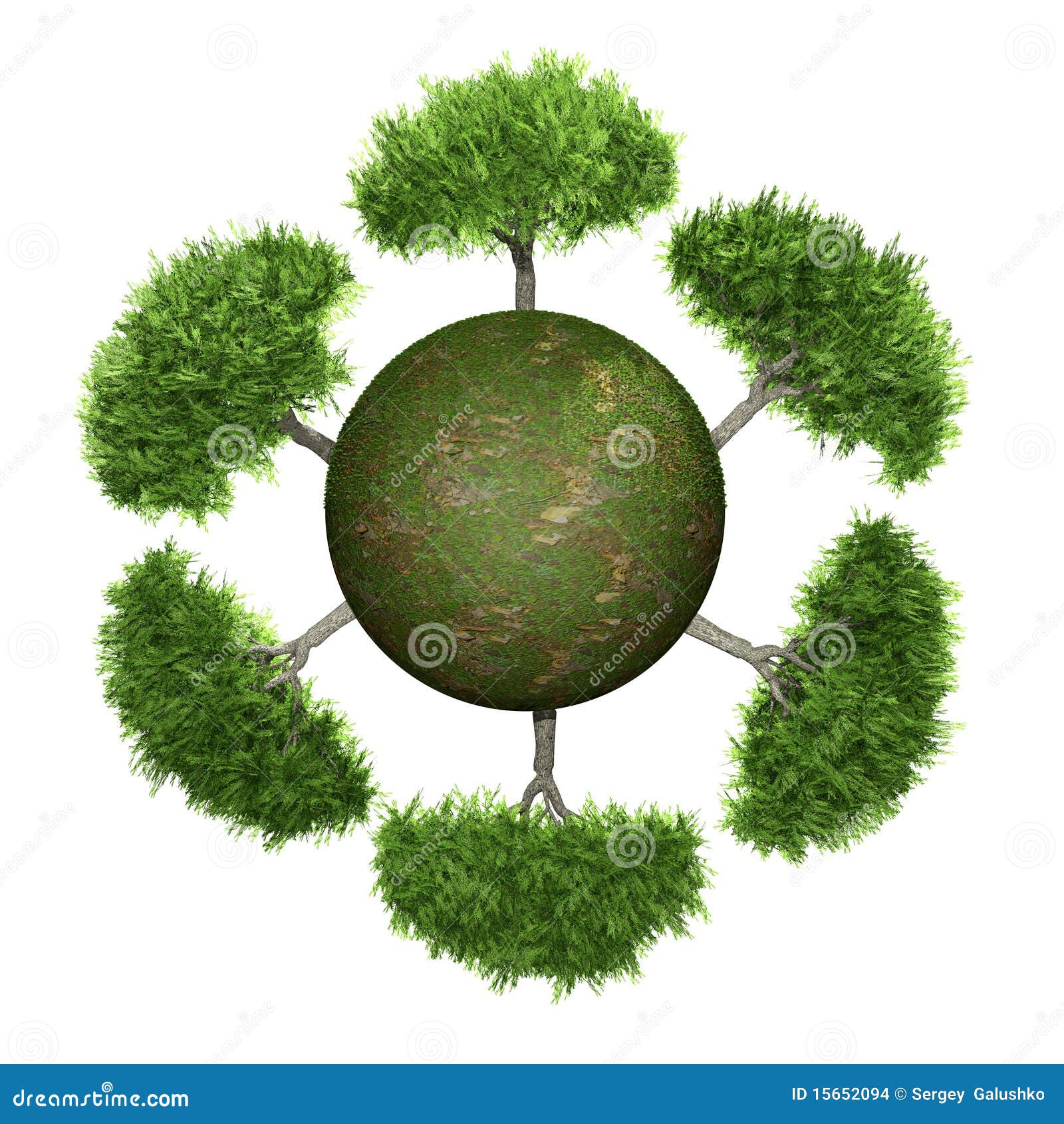 Trees on a green sphere stock illustration. Illustration of care - 15652094