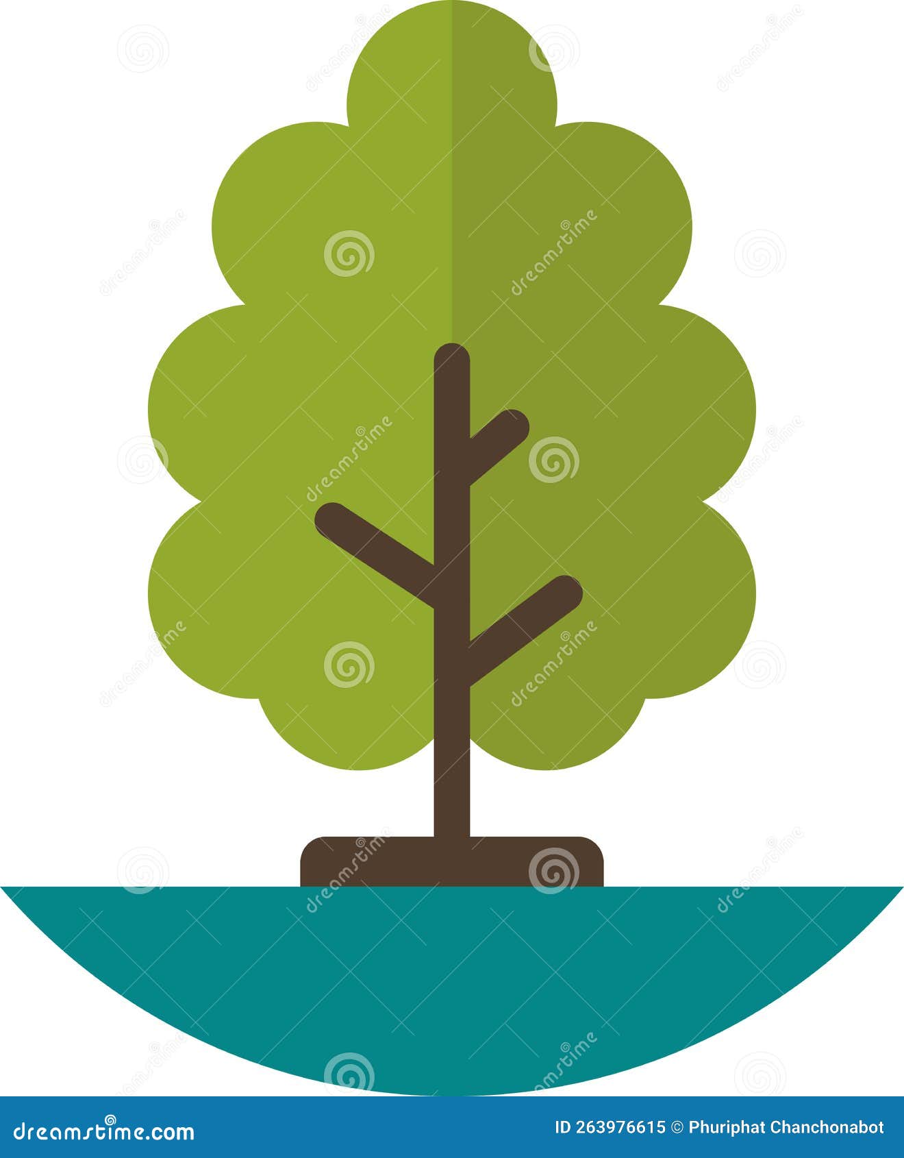Trees and Ground Illustration in Minimal Style Stock Vector ...