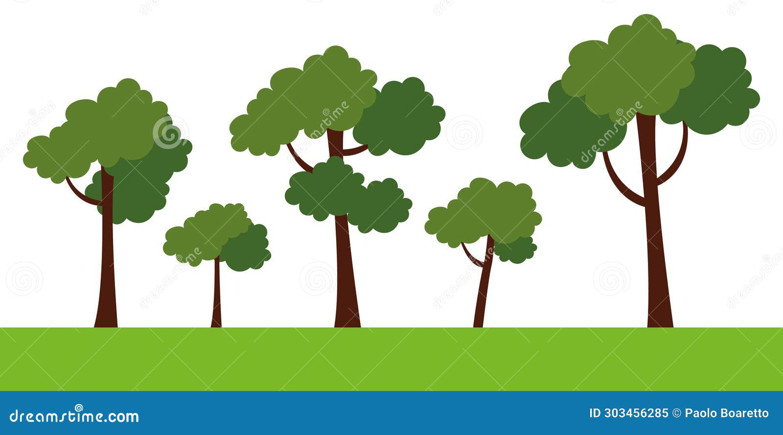 Trees Group Isolated Over White. Forest Concept Stock Illustration ...