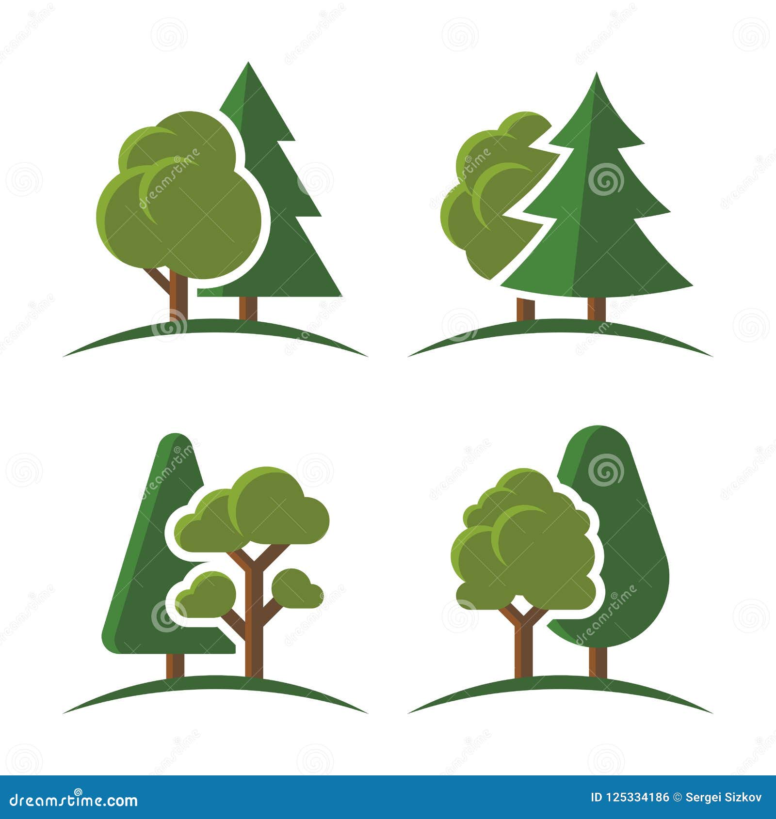 Trees Group Logo Set on White Background. Vector Stock Vector ...