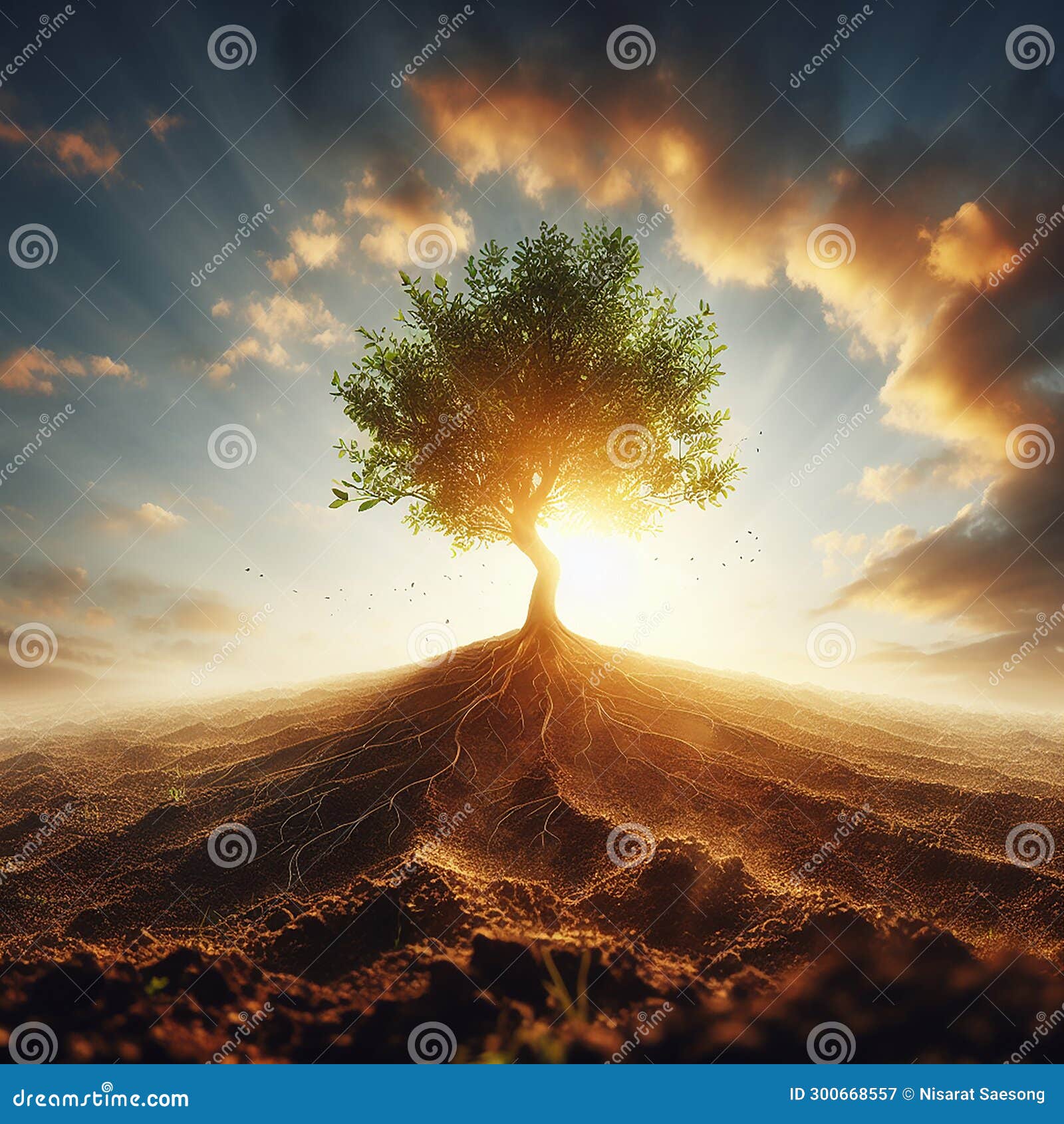 Trees Growing from the Ground To Synthesize Sunlight. Stock ...