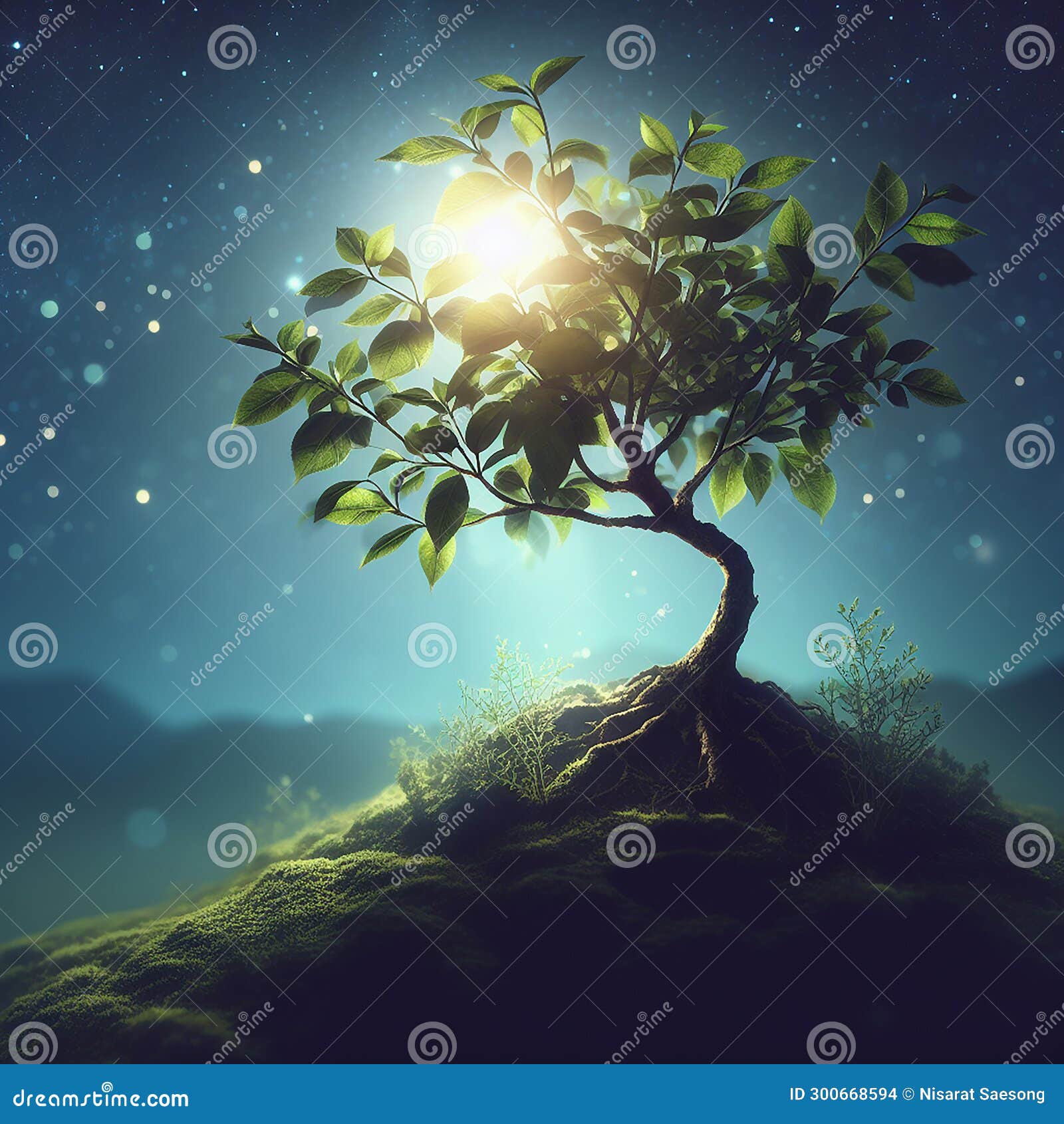 Trees Growing from the Ground To Synthesize Sunlight. Stock ...