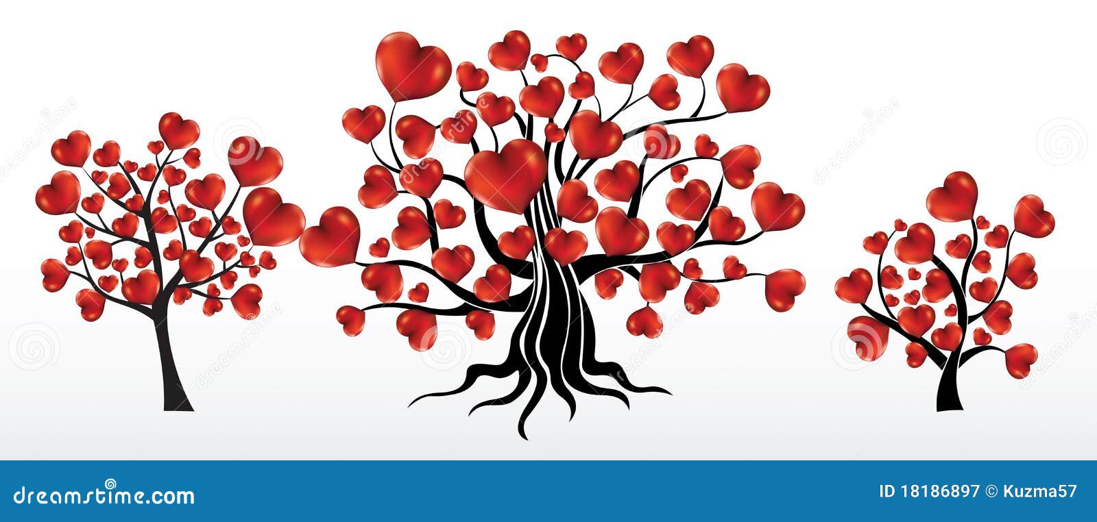 Trees with hearts stock illustration. Illustration of festive - 18186897