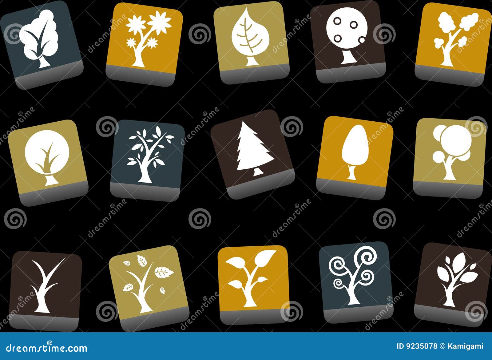 Trees Icon Set stock vector. Illustration of apple, flora - 9235078