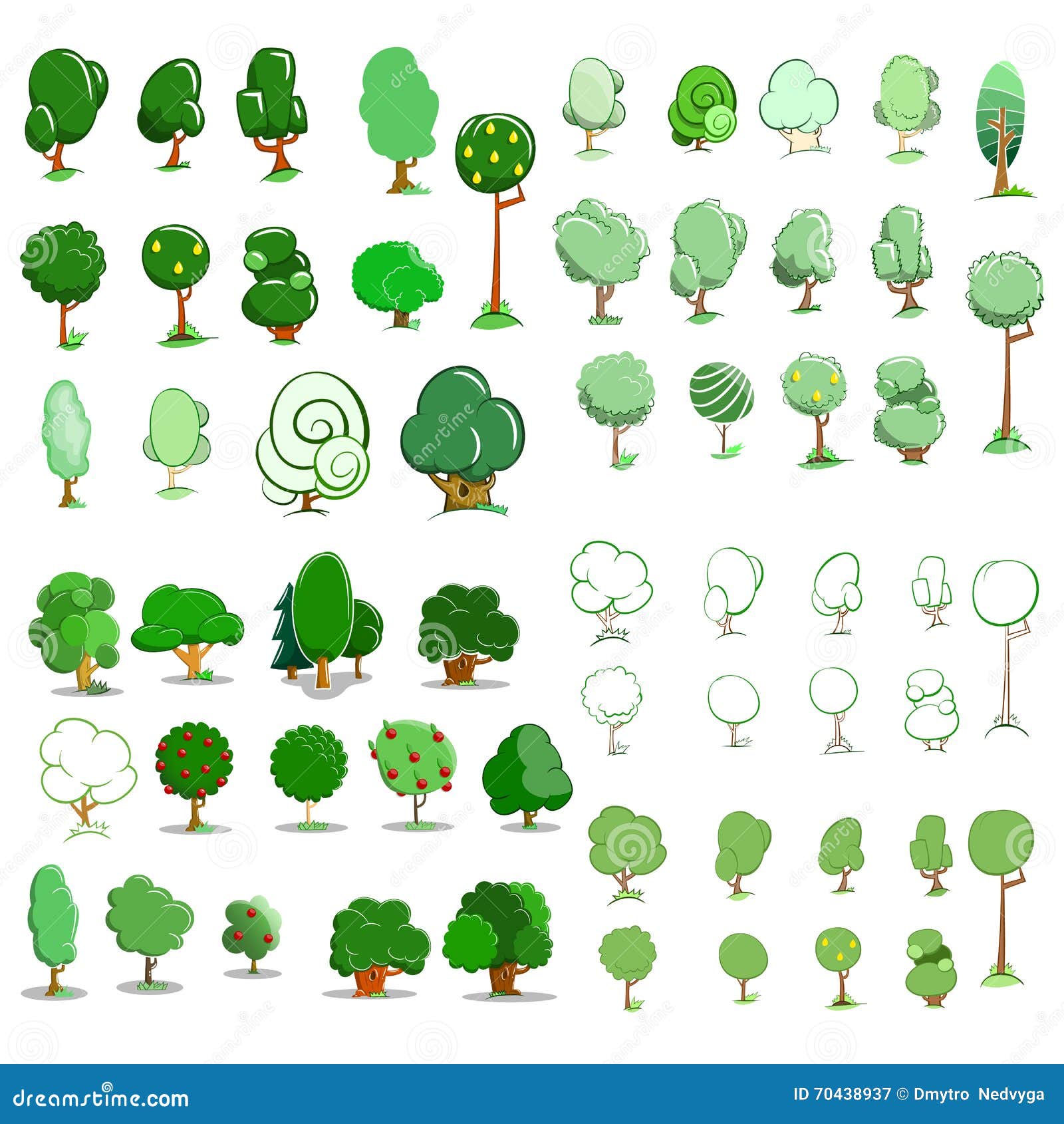 Trees Icon Set. Vector Illustration. Stock Vector - Illustration of ...