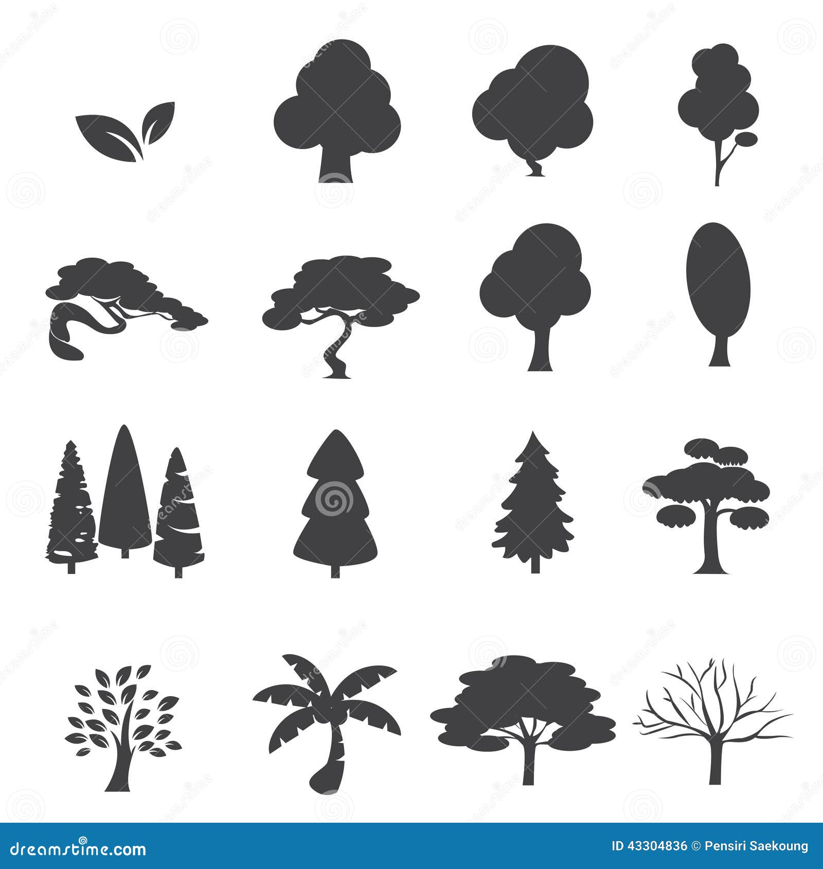 Trees icon set stock vector. Illustration of template - 43304836