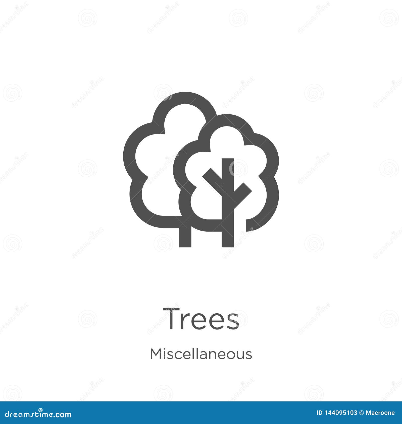 Trees Icon Vector from Miscellaneous Collection. Thin Line Trees ...