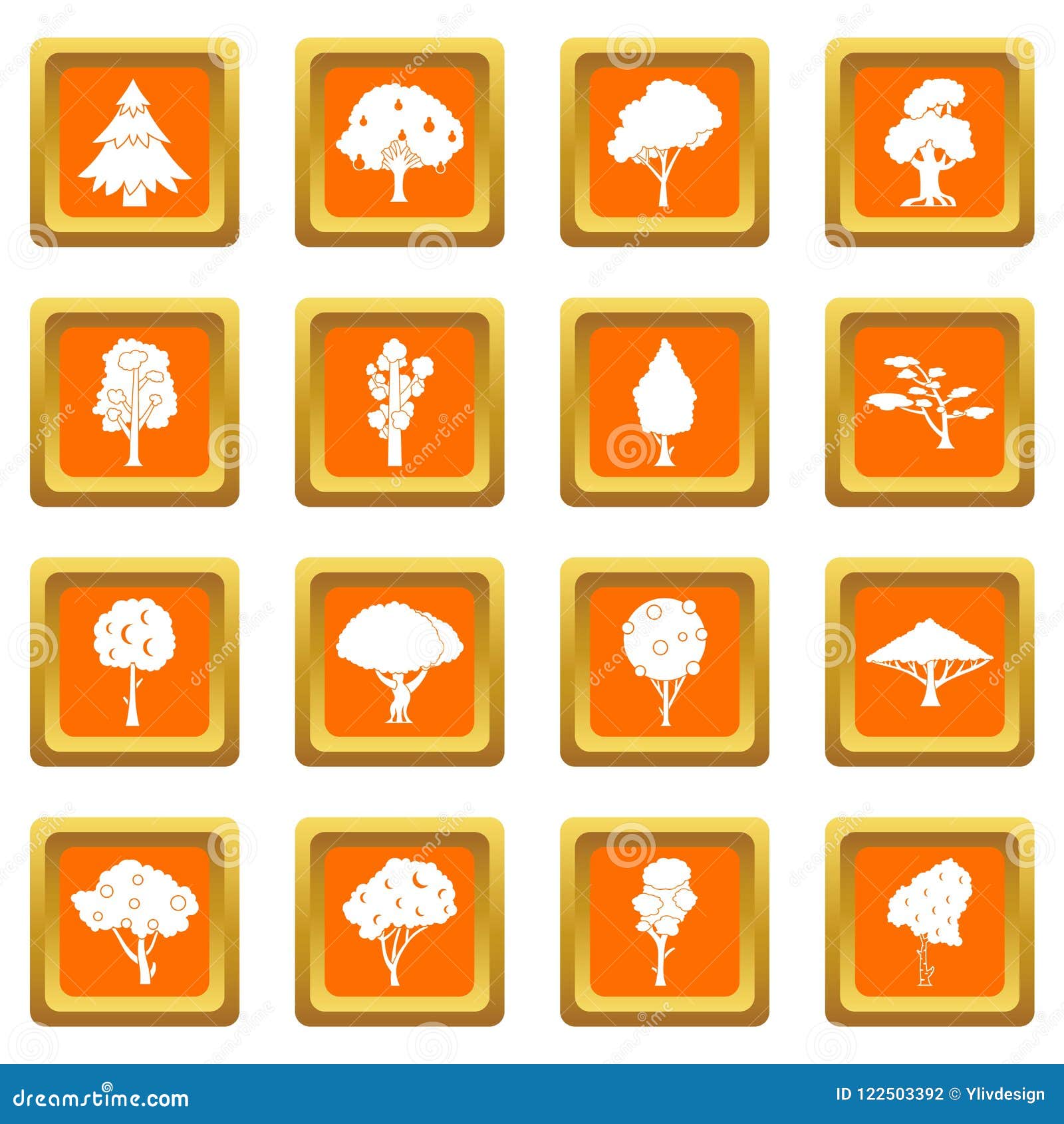 Trees icons set orange stock vector. Illustration of garden - 122503392