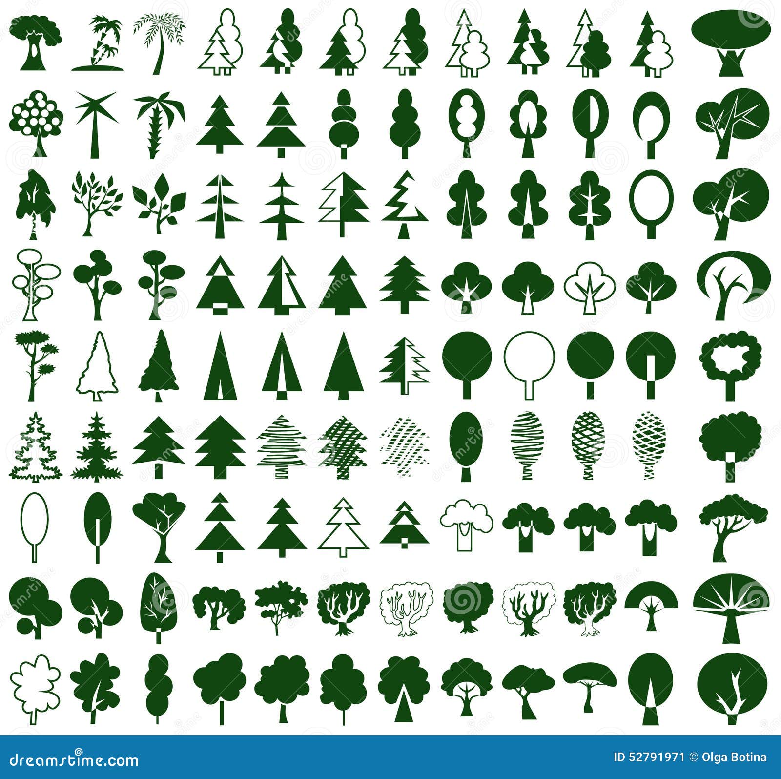 Trees icons on white stock vector. Illustration of deciduous - 52791971