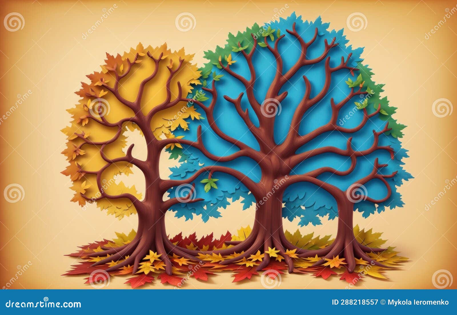 Trees Intertwining with Each Other on a Light Plain Background. Stock ...