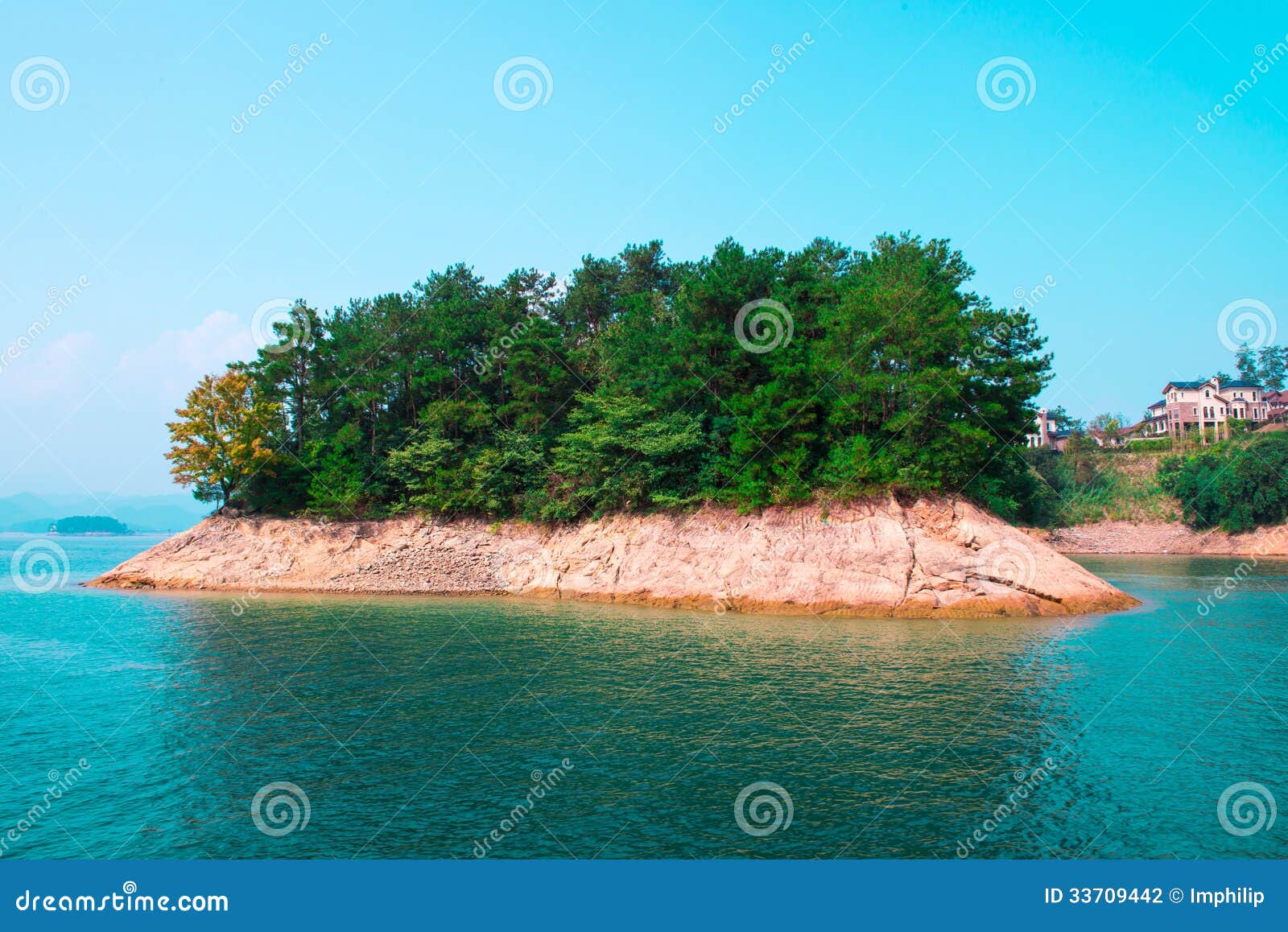 Trees on island stock photo. Image of house, ocean, scenic - 33709442