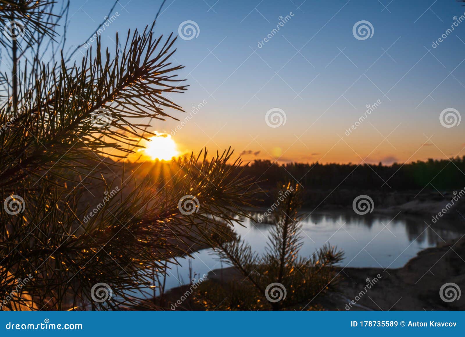 Trees and a Lake in an Old Sandy Quarry Stock Image - Image of autumn ...