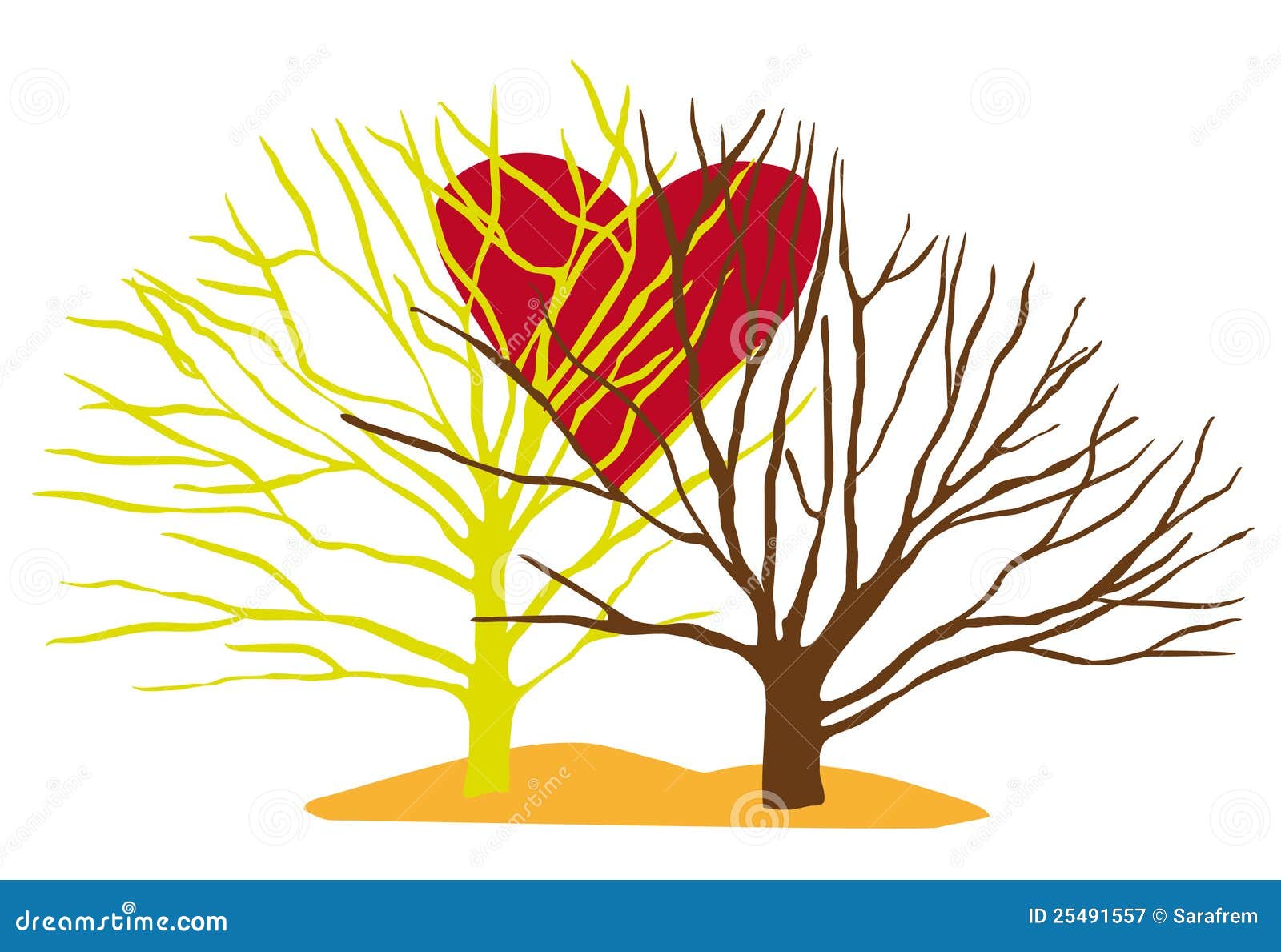 Trees with love heart stock vector. Illustration of spring - 25491557