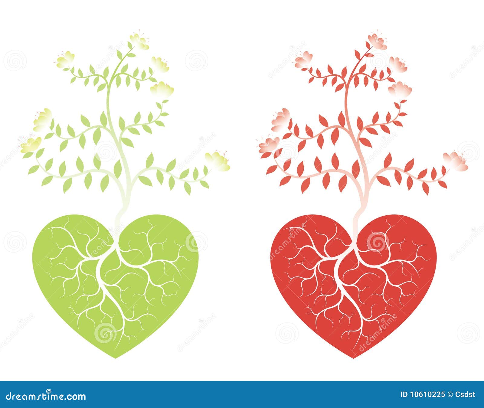 Trees and love hearts stock vector. Illustration of bloom - 10610225