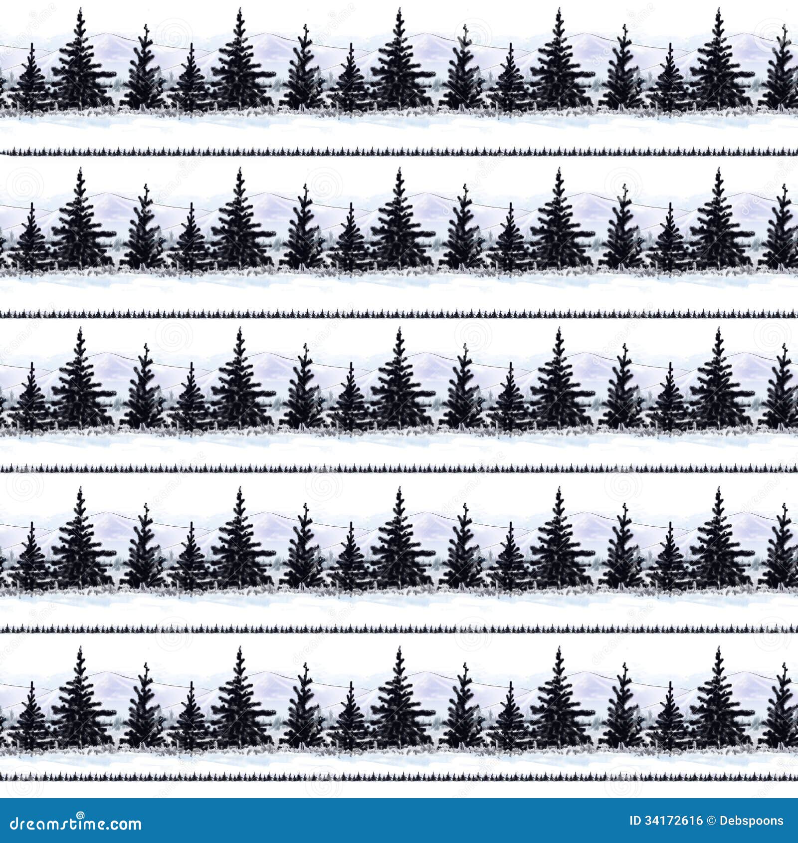 Trees and Mountains in Stripes Stock Illustration - Illustration of ...