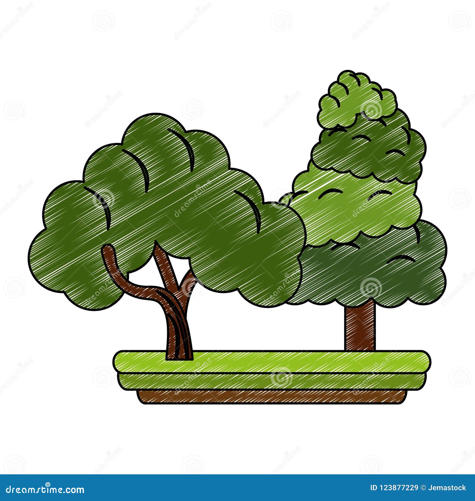 Trees at nature scribble stock vector. Illustration of landscape ...