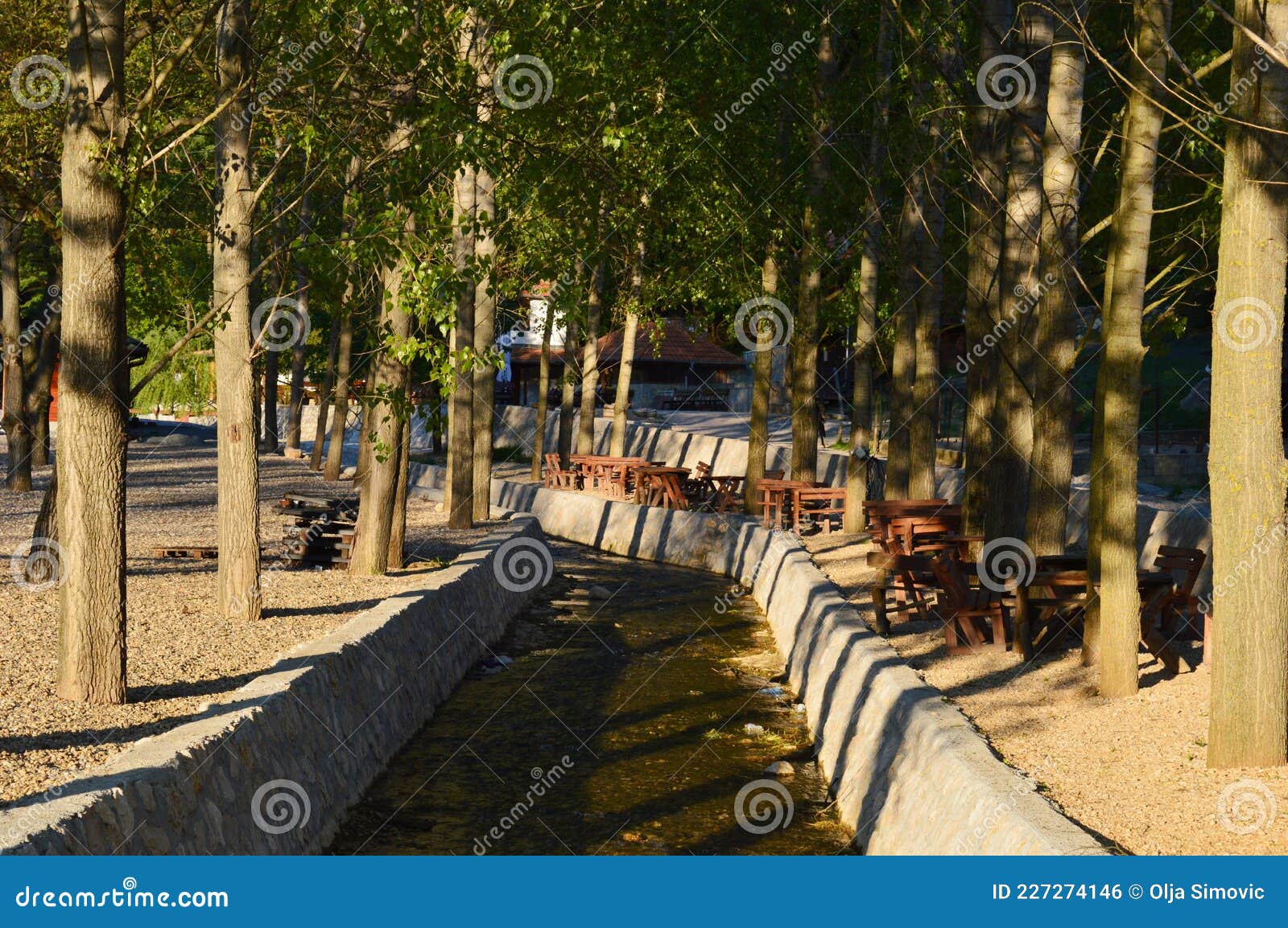 Trees Next To a Small River and a Resort Stock Photo - Image of small ...