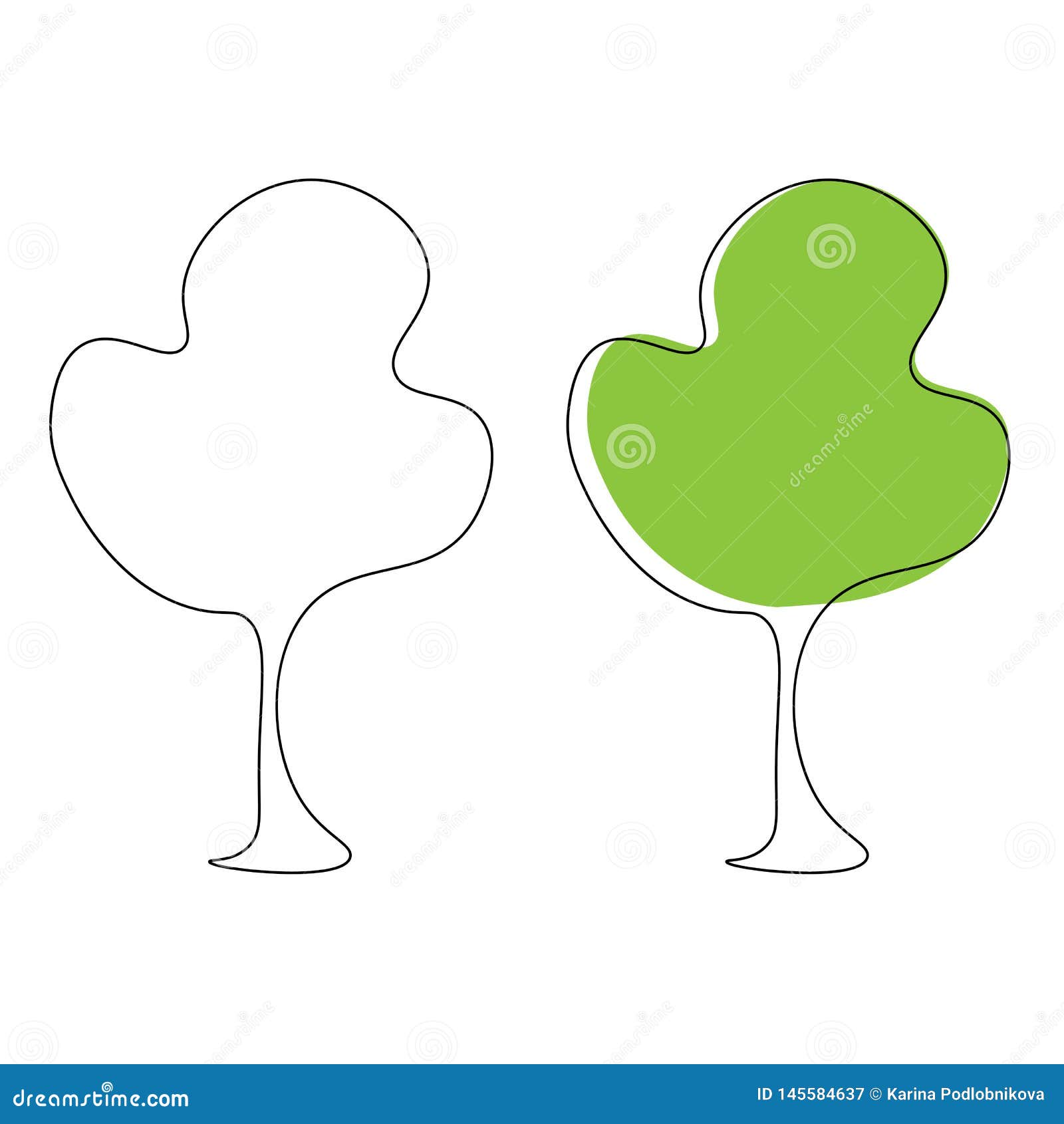 Trees One Line Drawing Vector Illustration Stock Vector - Illustration ...