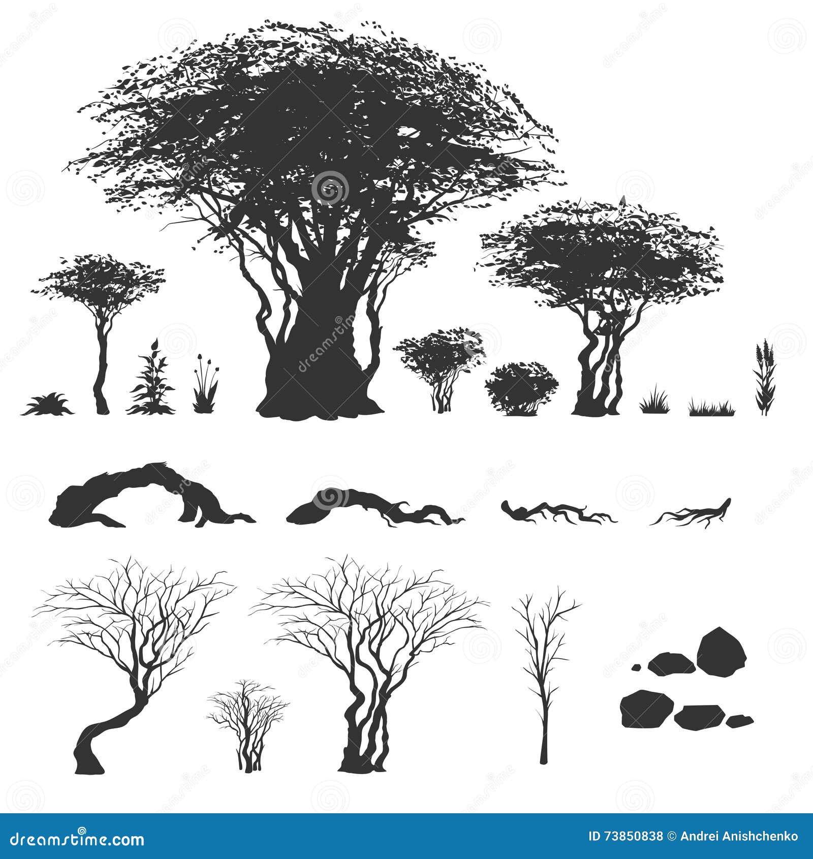 Trees and Other Nature Elements Stock Vector - Illustration of foliage ...