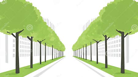 Trees and Pathways are Shown in an Illustration of a Nature-integrated ...