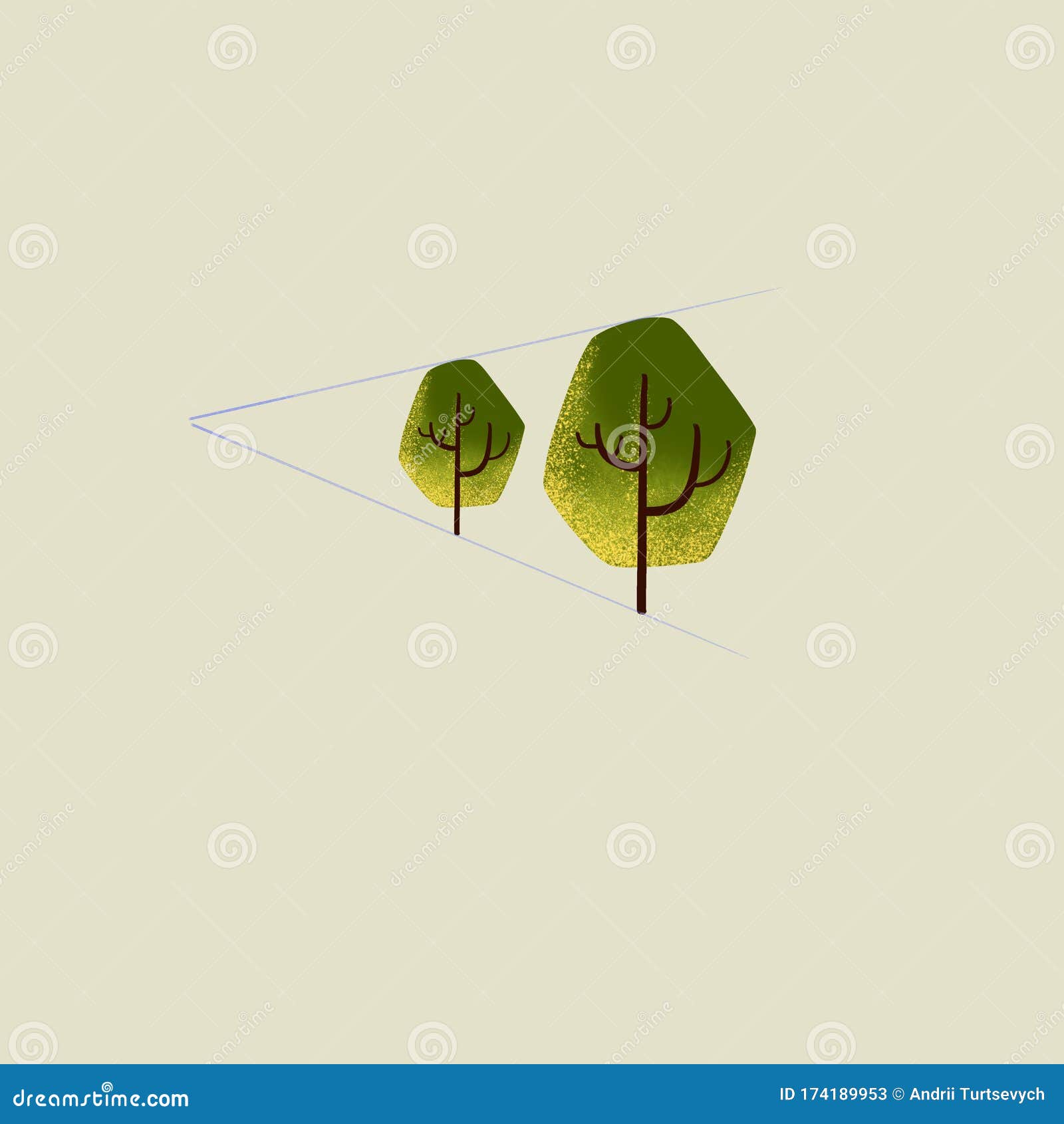 Trees in Perspective with Perspective Lines Stock Illustration ...