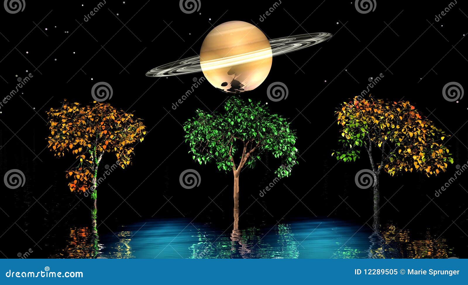 Trees and planet stock illustration. Illustration of background - 12289505