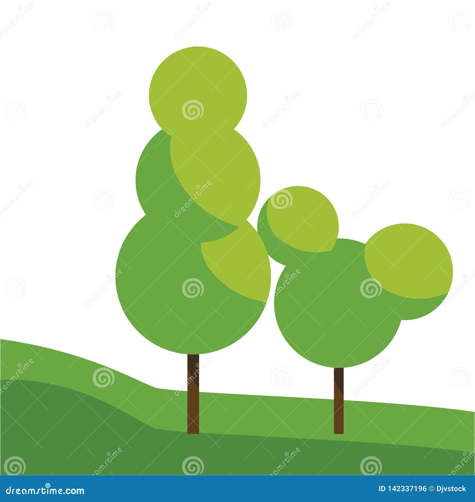 Trees plants in the field stock vector. Illustration of foliage - 142337196