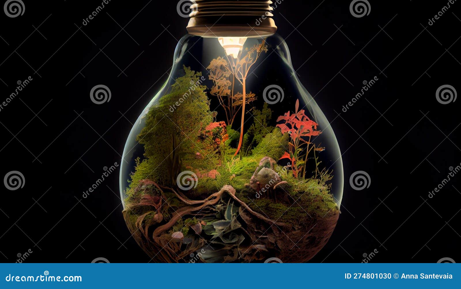 Ecosystem in Light Bulb, Growing Plants in Bulb, Renewable Energy ...