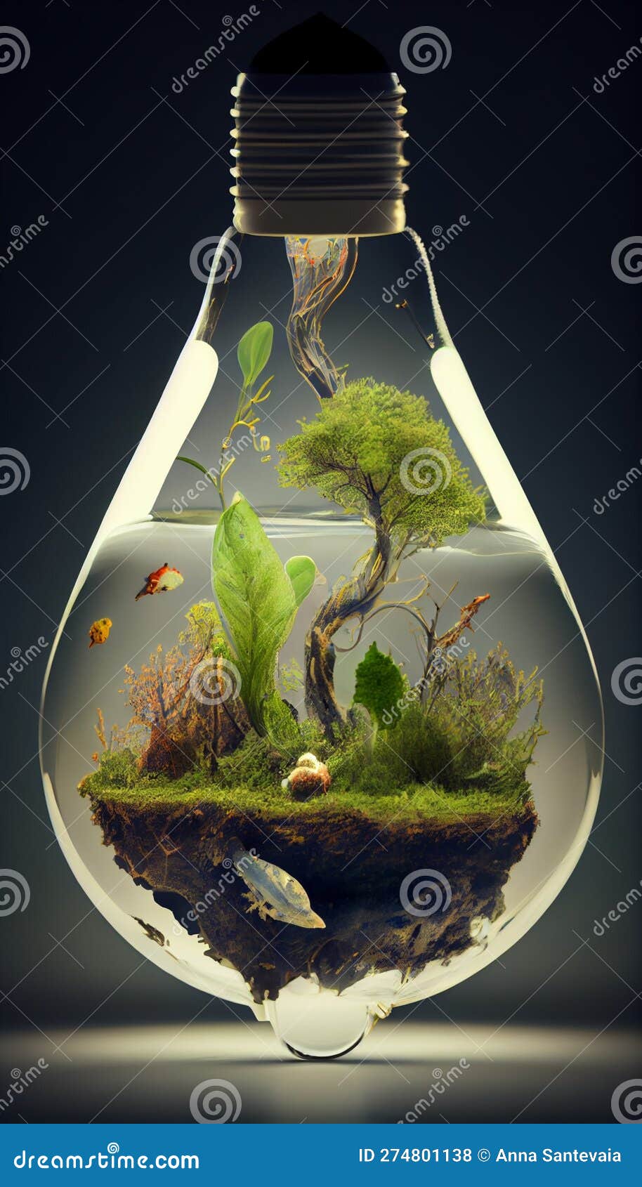 Ecosystem in Light Bulb, Growing Plants in Bulb, Renewable Energy ...