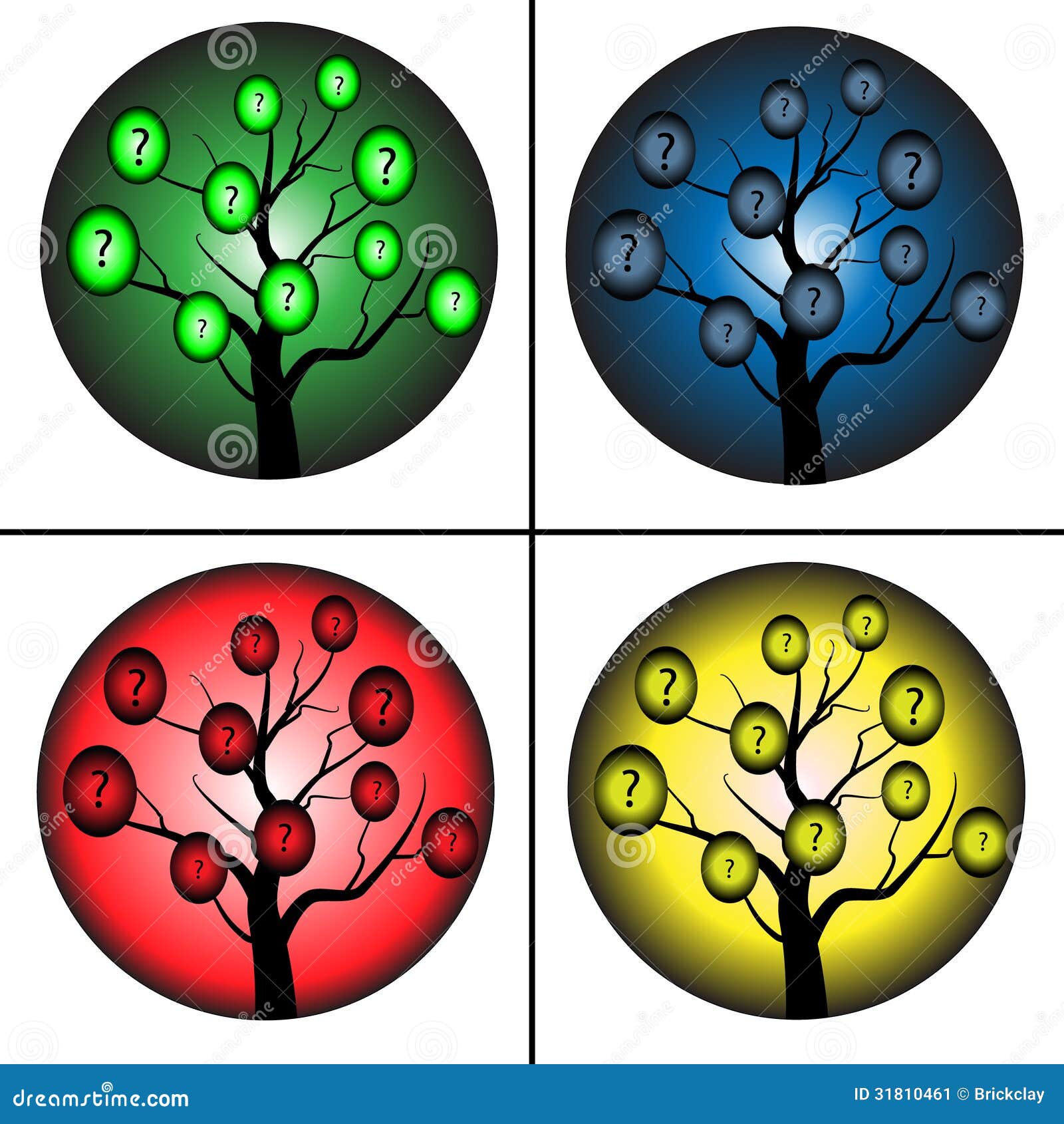 Trees with question mark stock illustration. Illustration of fresh ...