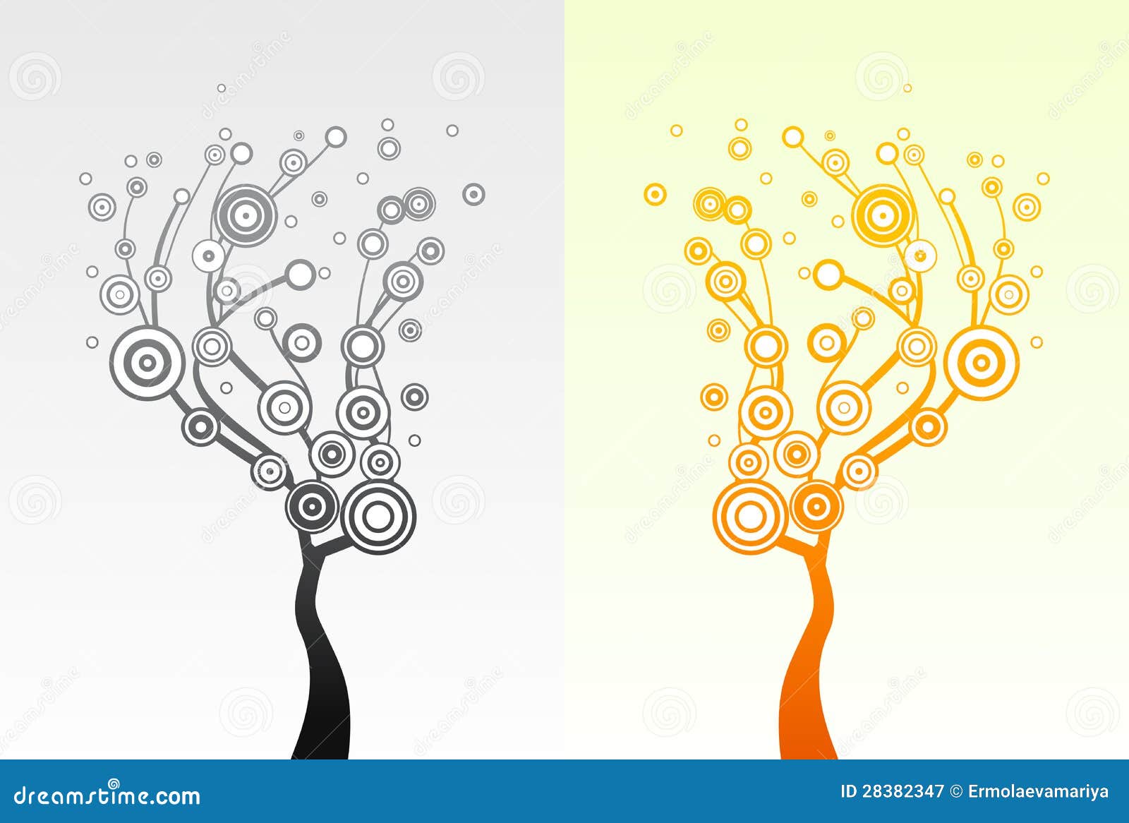 Trees with Round Leaves. Vector Stock Vector - Illustration of branch ...