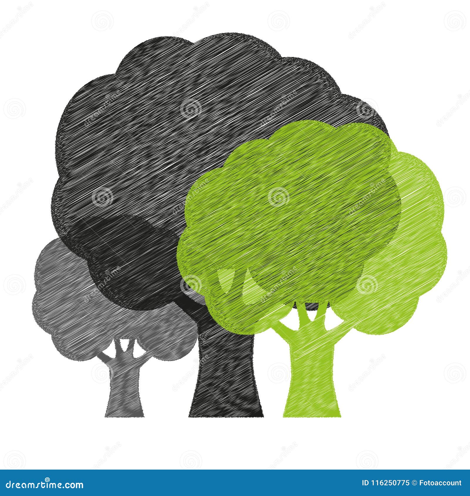 Trees Scribble Background - Vector Illustration - Isolated on White ...