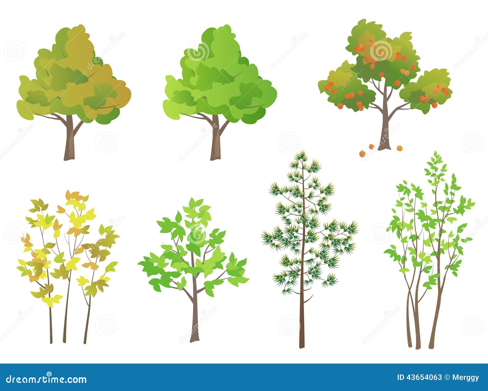 Trees set stock vector. Illustration of color, environmental - 43654063