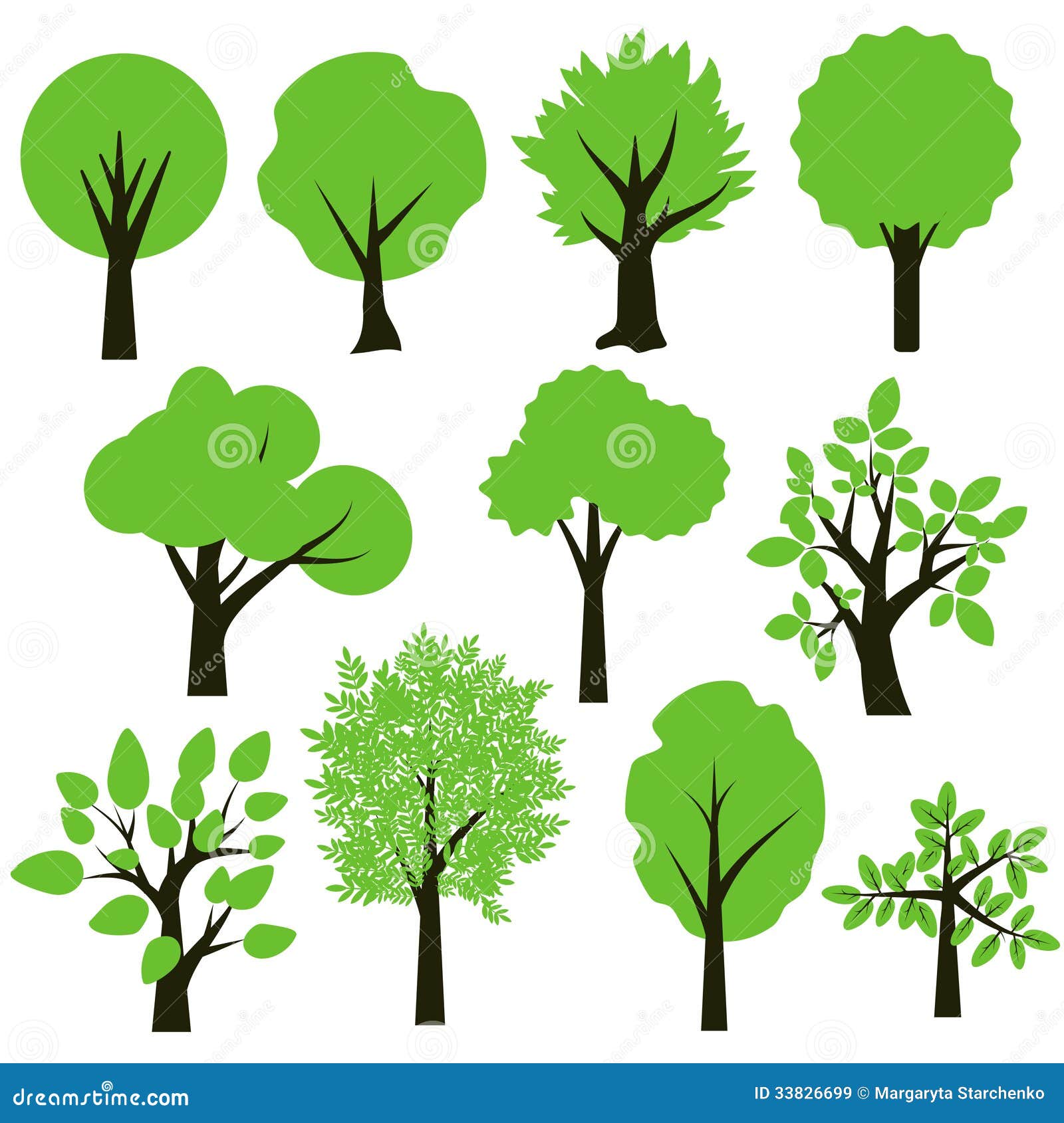 Trees set stock vector. Illustration of season, spring - 33826699