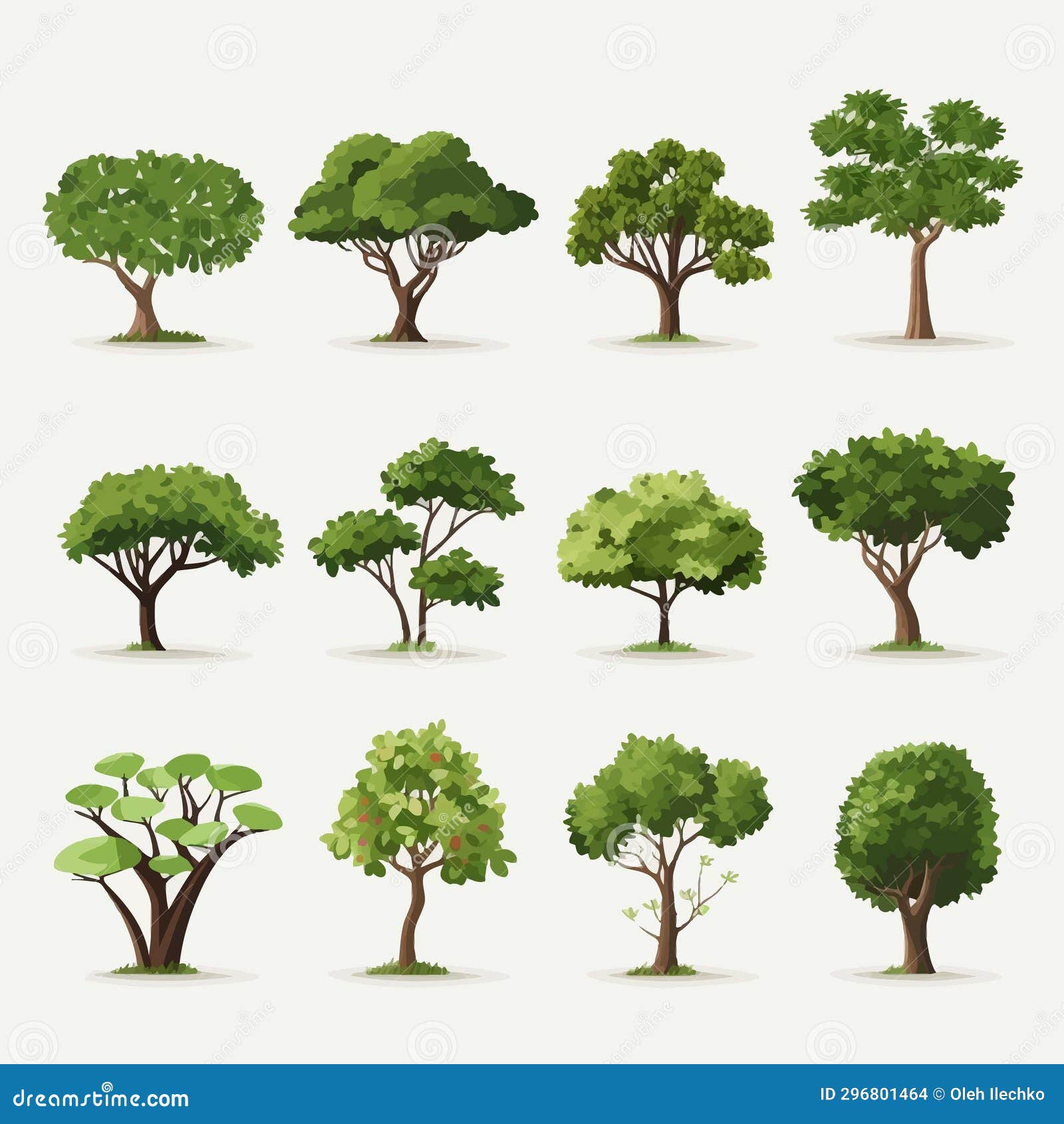 Set Of Trees And Shrubs Cartoon Vector | CartoonDealer.com #111715103