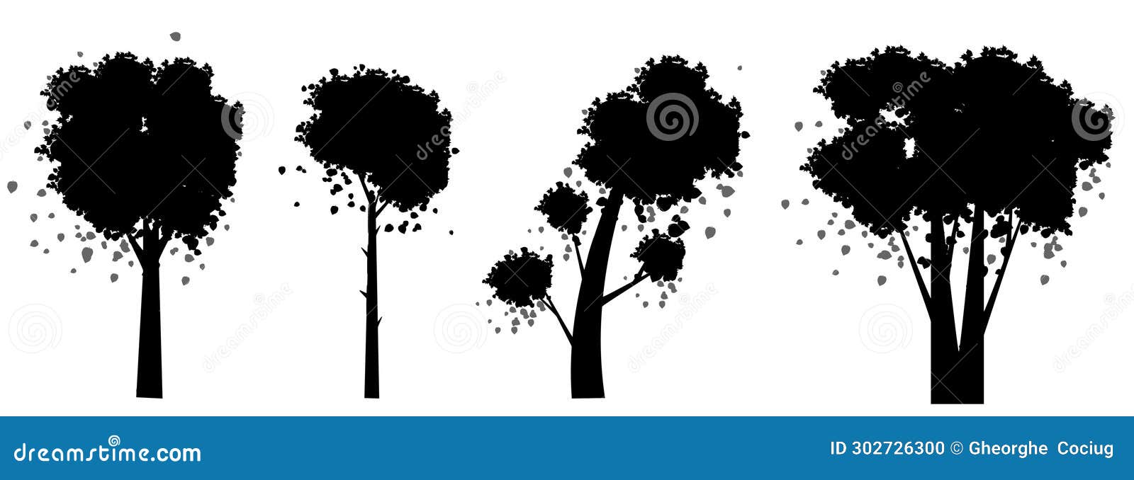 Trees silhouettes isolated stock vector. Illustration of black - 302726300