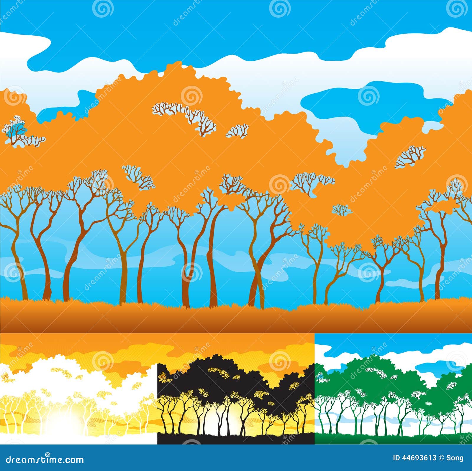 Trees silhouette stock vector. Illustration of landscape - 44693613