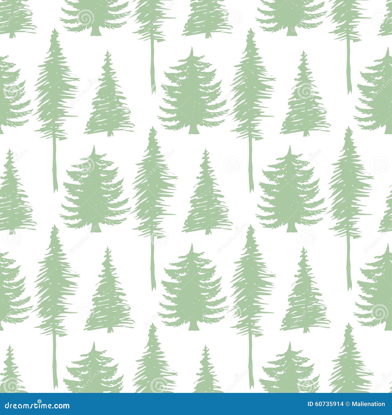 Trees Silhouette Seamless Patten. Vector Ecology Backdrop. Stock Vector ...