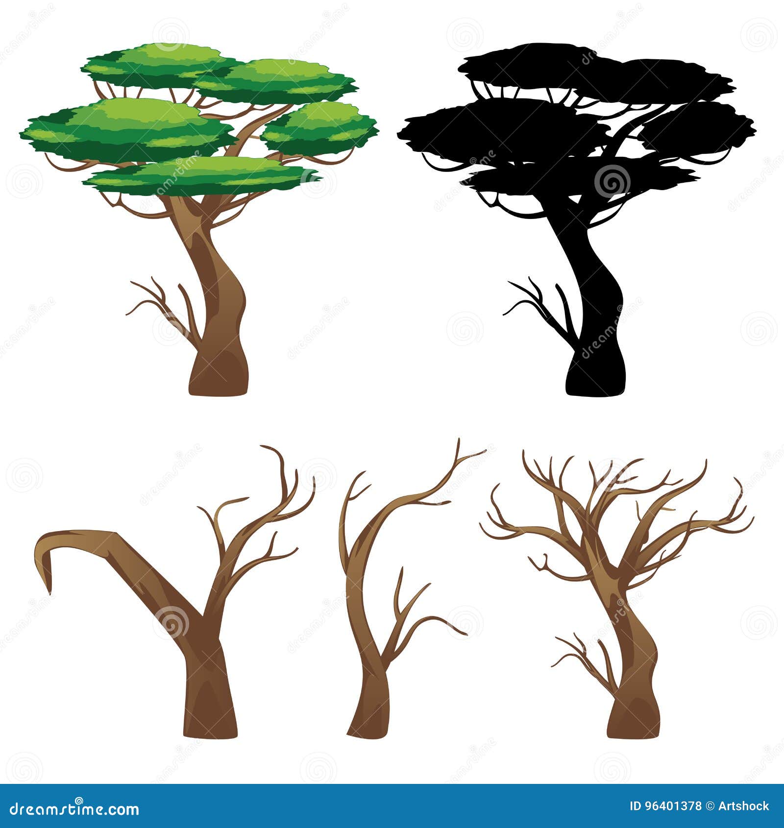 Trees with Silhouettes stock vector. Illustration of abstract - 96401378