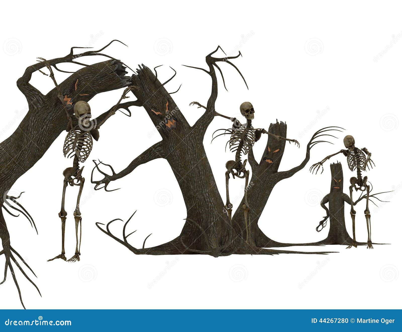 Trees and Skeletons are Scary. Stock Illustration - Illustration of ...