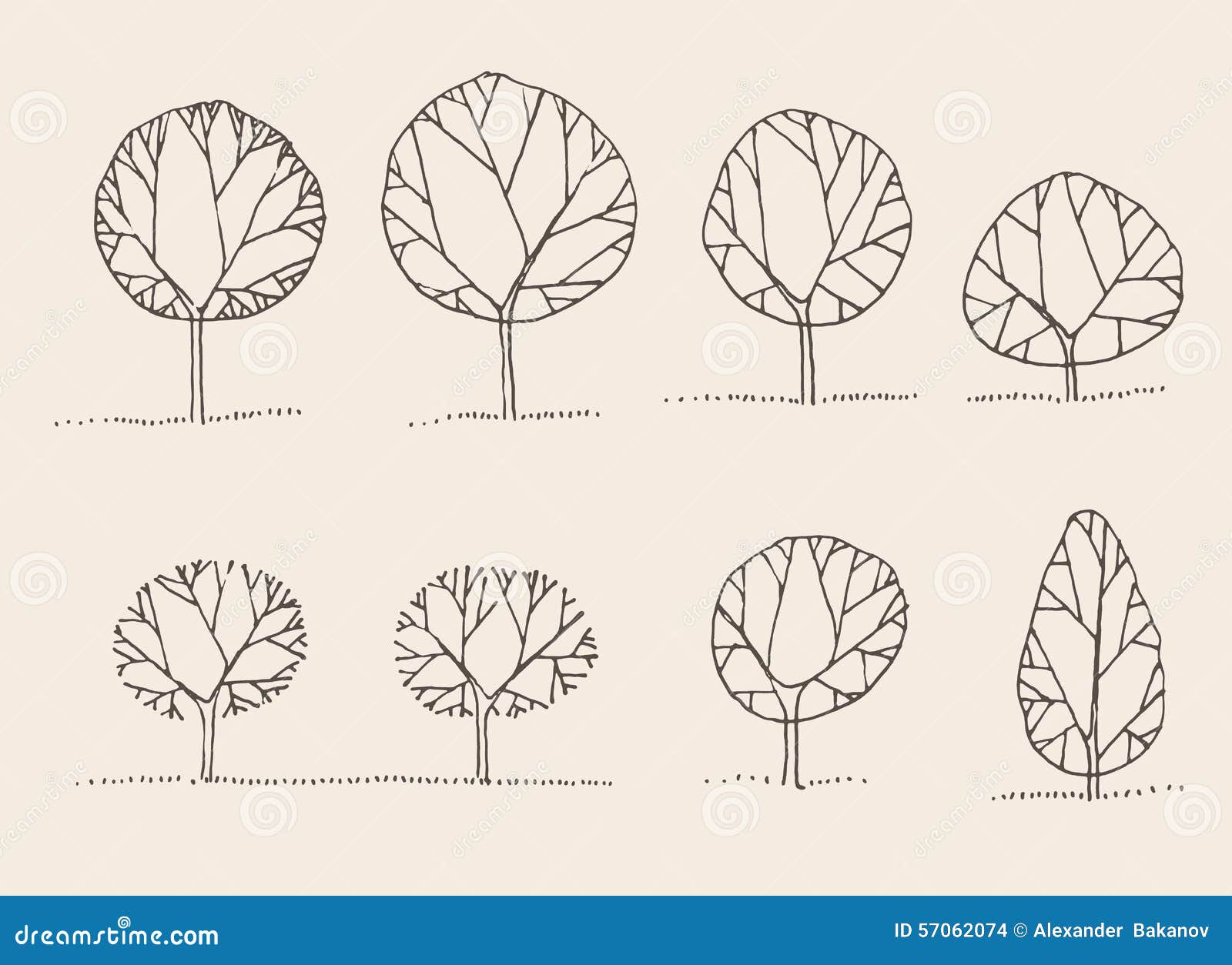 Trees Sketch Set, Vintage Vector Style, Hand Drawn Stock Vector ...