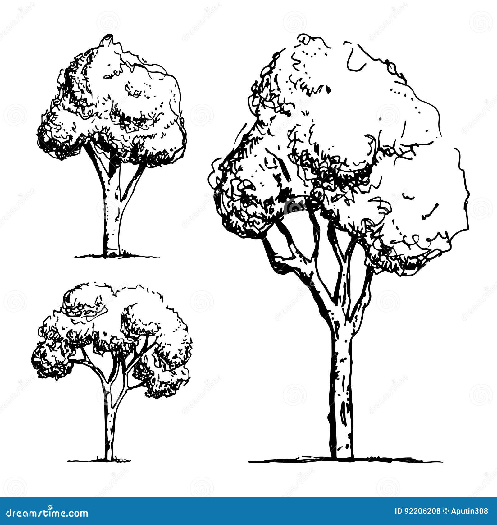 Trees sketch vector stock vector. Illustration of sketch - 92206208