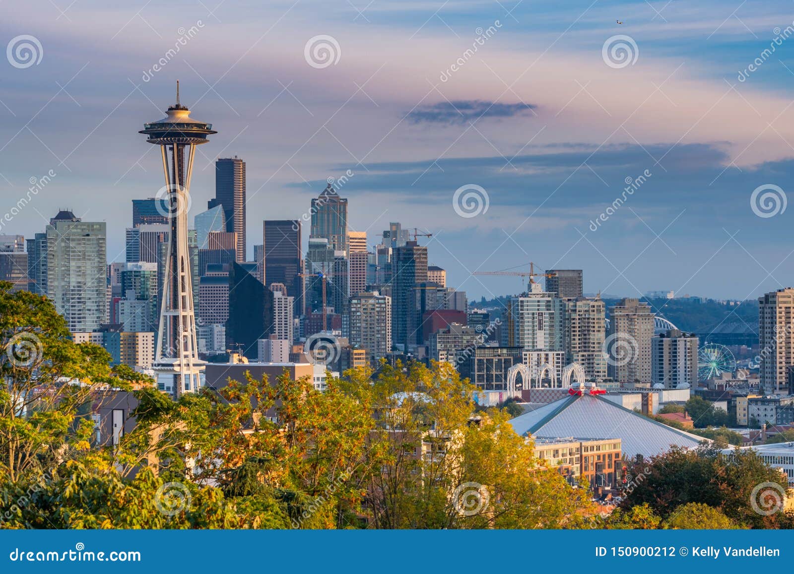 Trees and Skyline of Seattle Editorial Photography - Image of ...