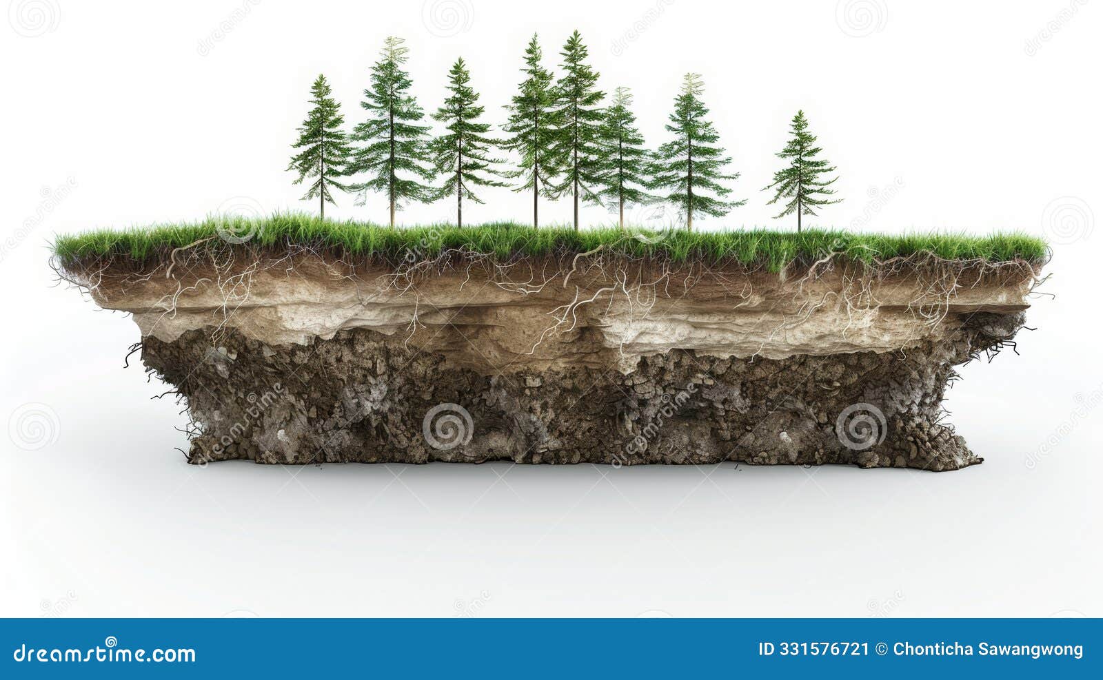 Trees with Soil Layers and Roots Stock Illustration - Illustration of ...